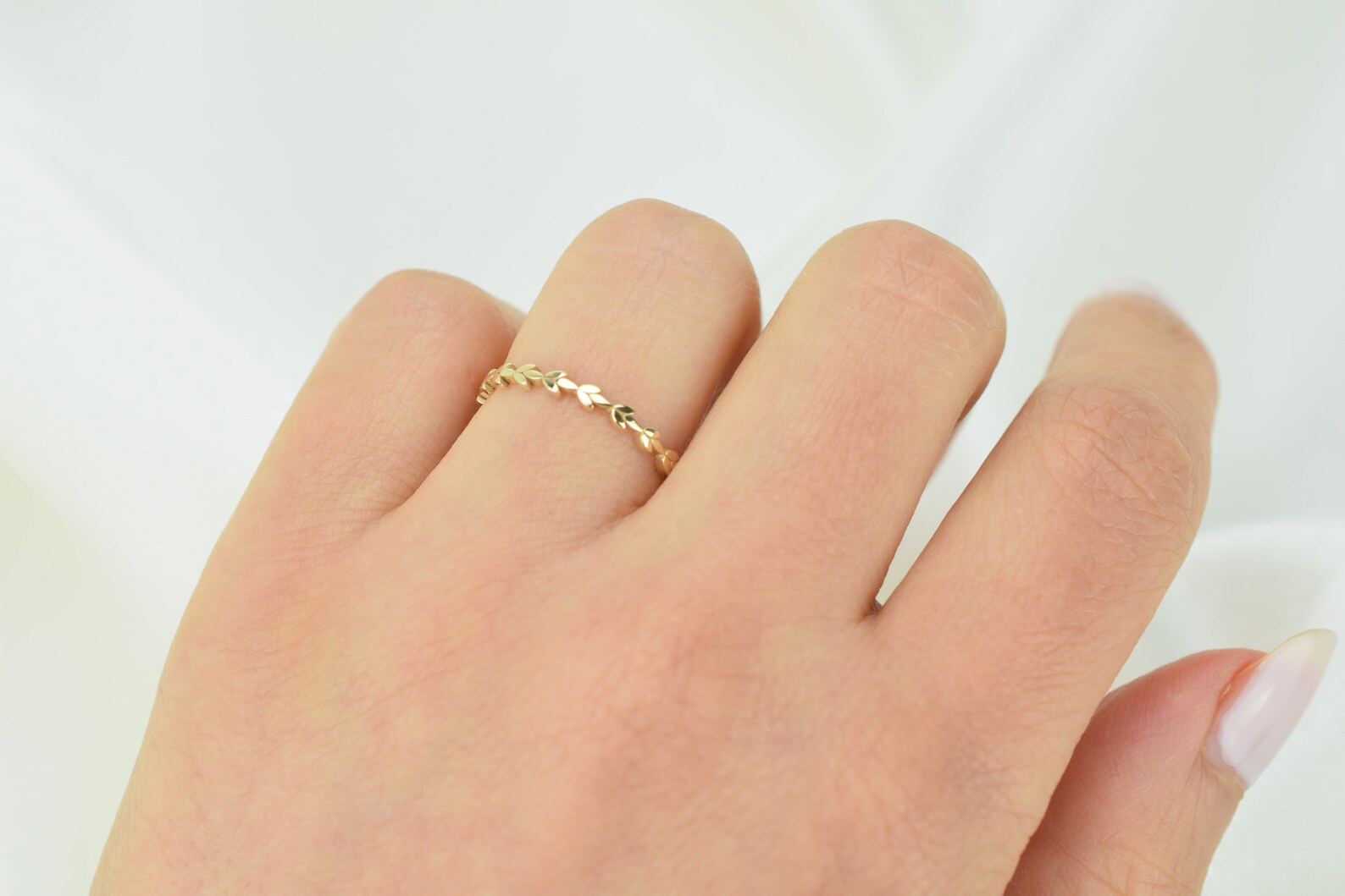 2.1mm 14k Solid Gold Leaf Ring Ring Band Leaf Ringgold - Etsy