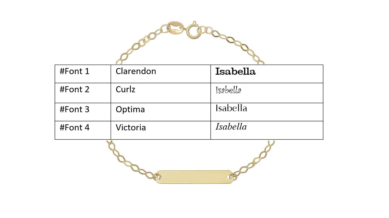 14k Solid Gold Baby Engraving ID Bracelet With Evil Eye Charm / Custom ...