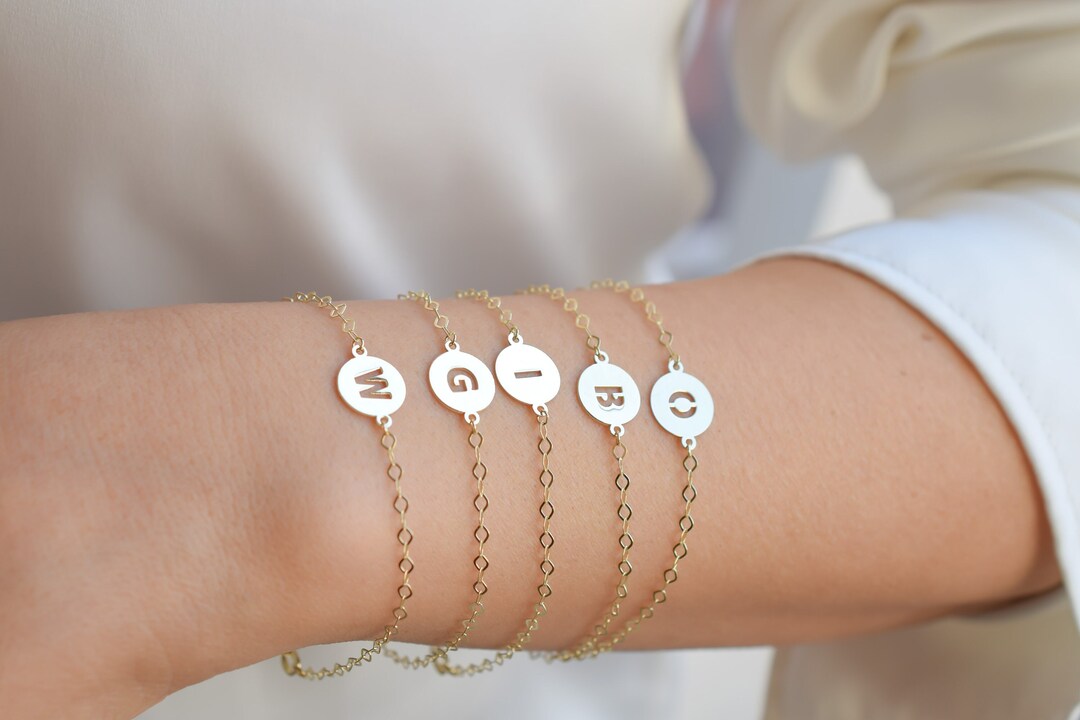 Initial Child Bracelet 14k Solid Gold / Personalized Letter Baby ...