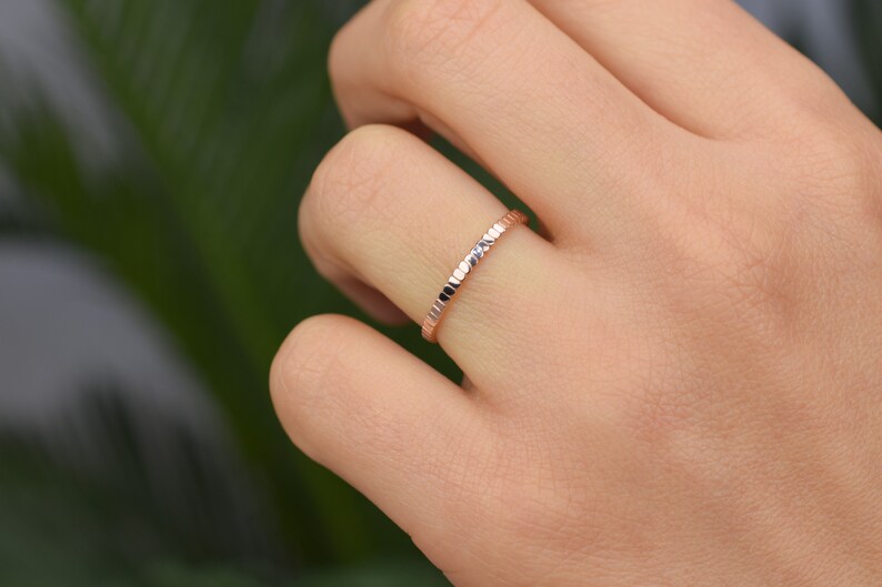 14k Solid Rose Gold Stripe Ring Gold Stacking Ring Solid | Etsy