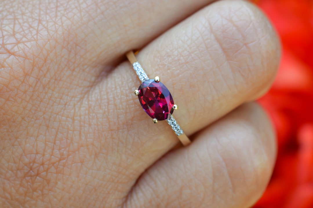 0.8ct 14k Solid Gold Ruby Red Topaz Ring,natural Topaz Ring, Solitaire ...