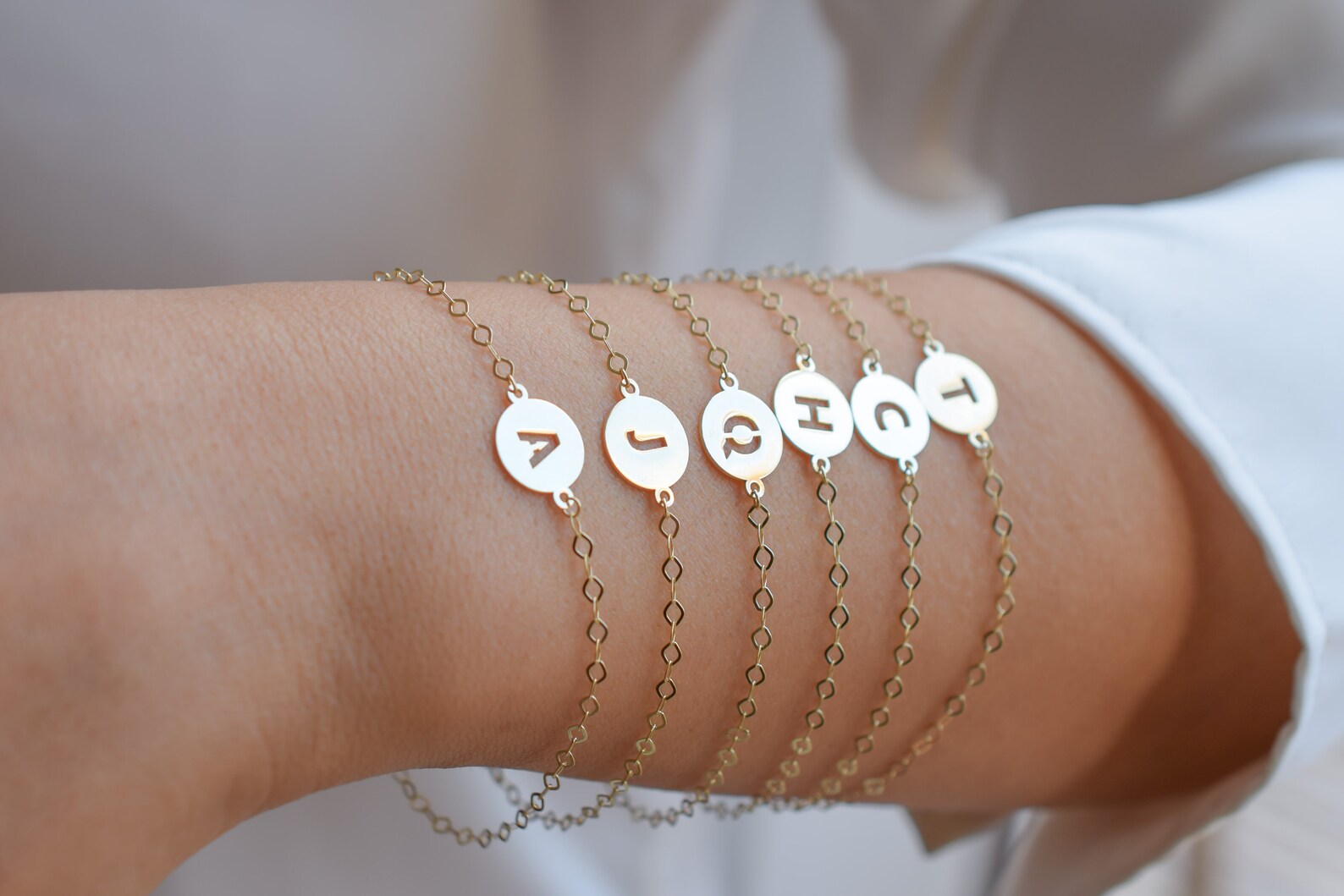 Initial Child Bracelet 14k Solid Gold / Personalized Letter Baby ...