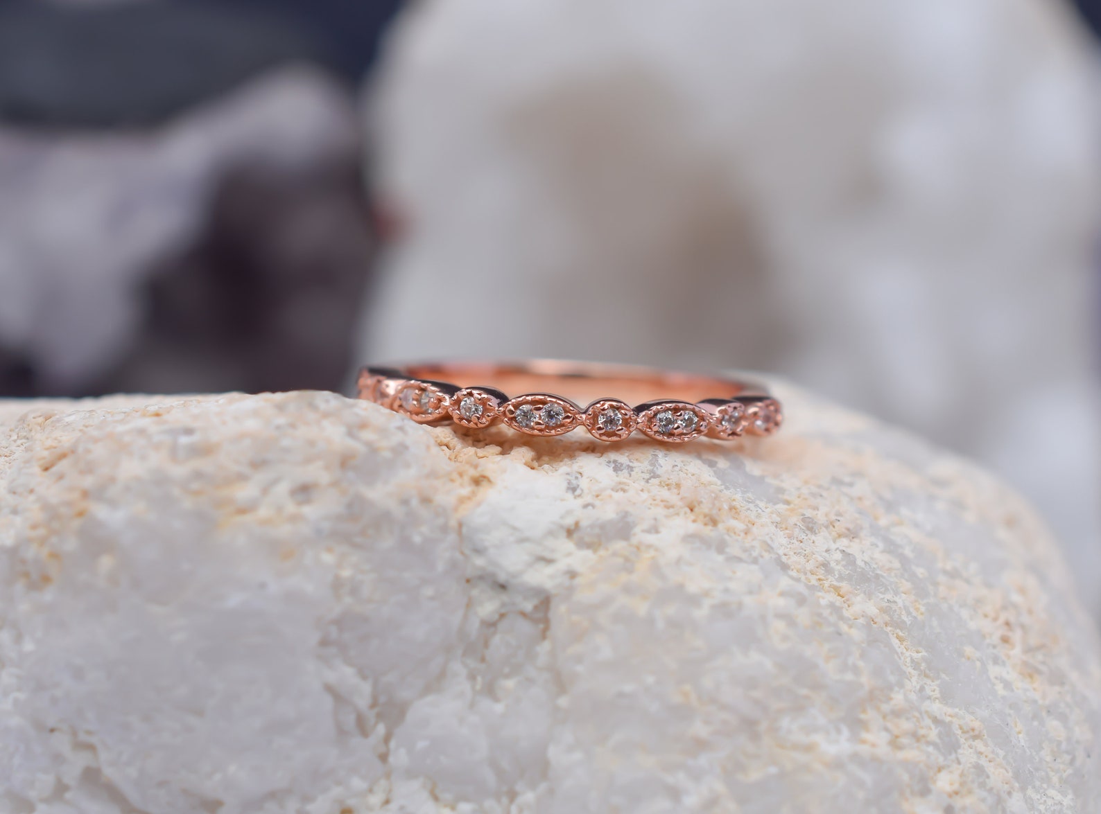 1.75ct Rose Oval Ring Set, Wedding Ring Set, Oval Ring, Engagement Ring ...