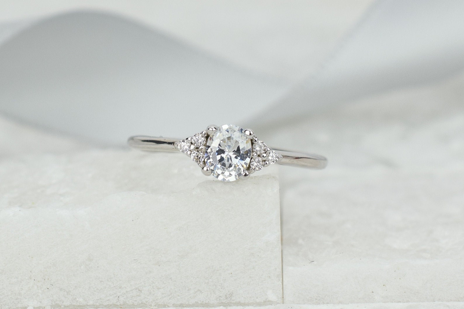 0.7 Ct Silver Oval Princess Ring Engagement Ring Wedding | Etsy