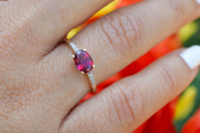 0.8ct 14k Solid Gold Ruby Red Topaz Ringnatural Topaz Ring - Etsy