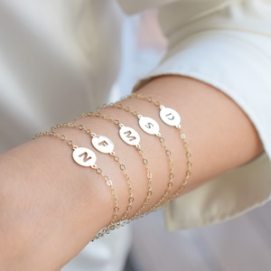 Initial Child Bracelet 14k Solid Gold / Personalized Letter Baby ...