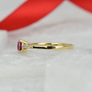 0.8ct 14k Solid Gold Ruby Red Topaz Ring,natural Topaz Ring, Solitaire ...