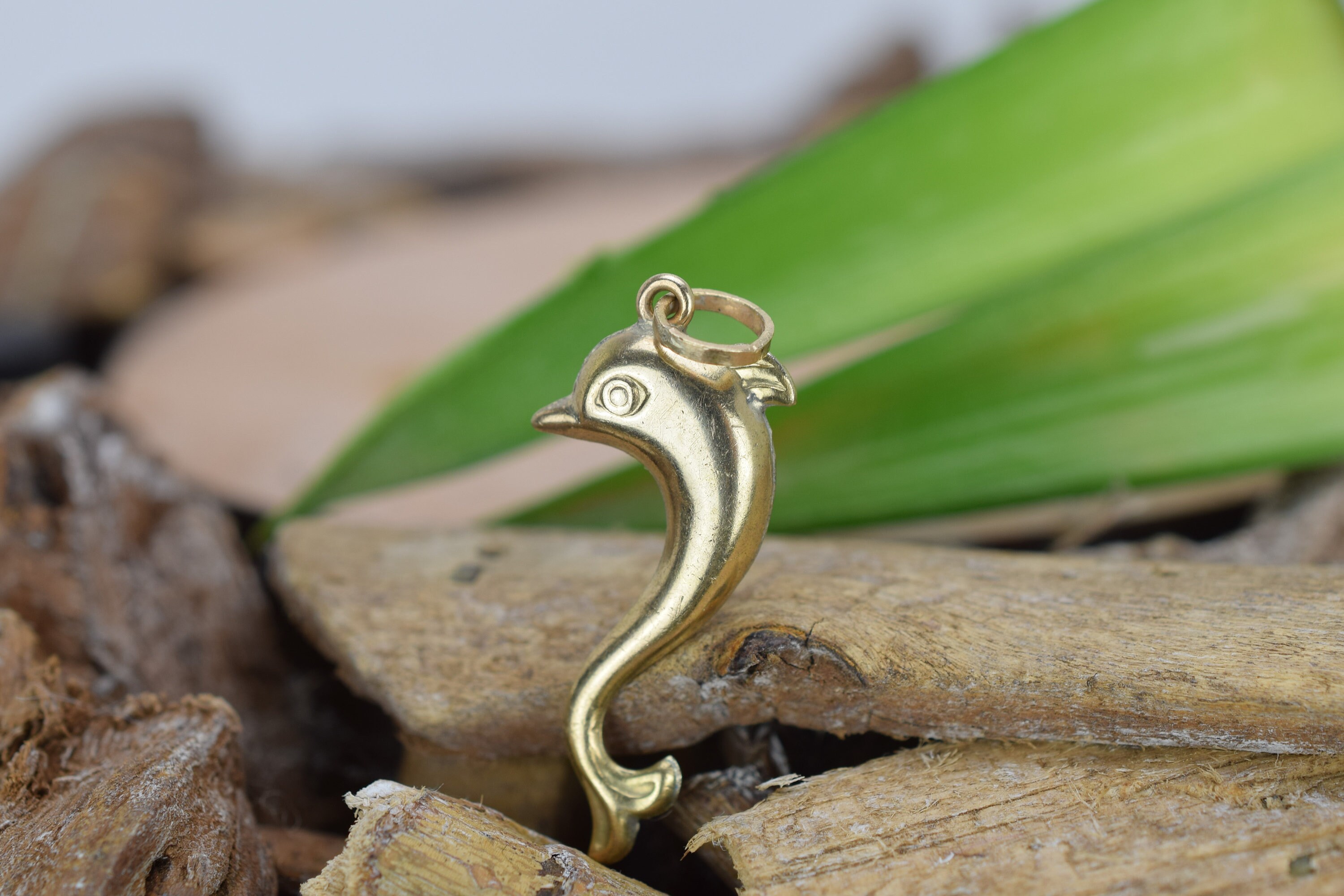 14k Vintage Gold Dolphin Pendant Double Dolphin Necklace - Etsy