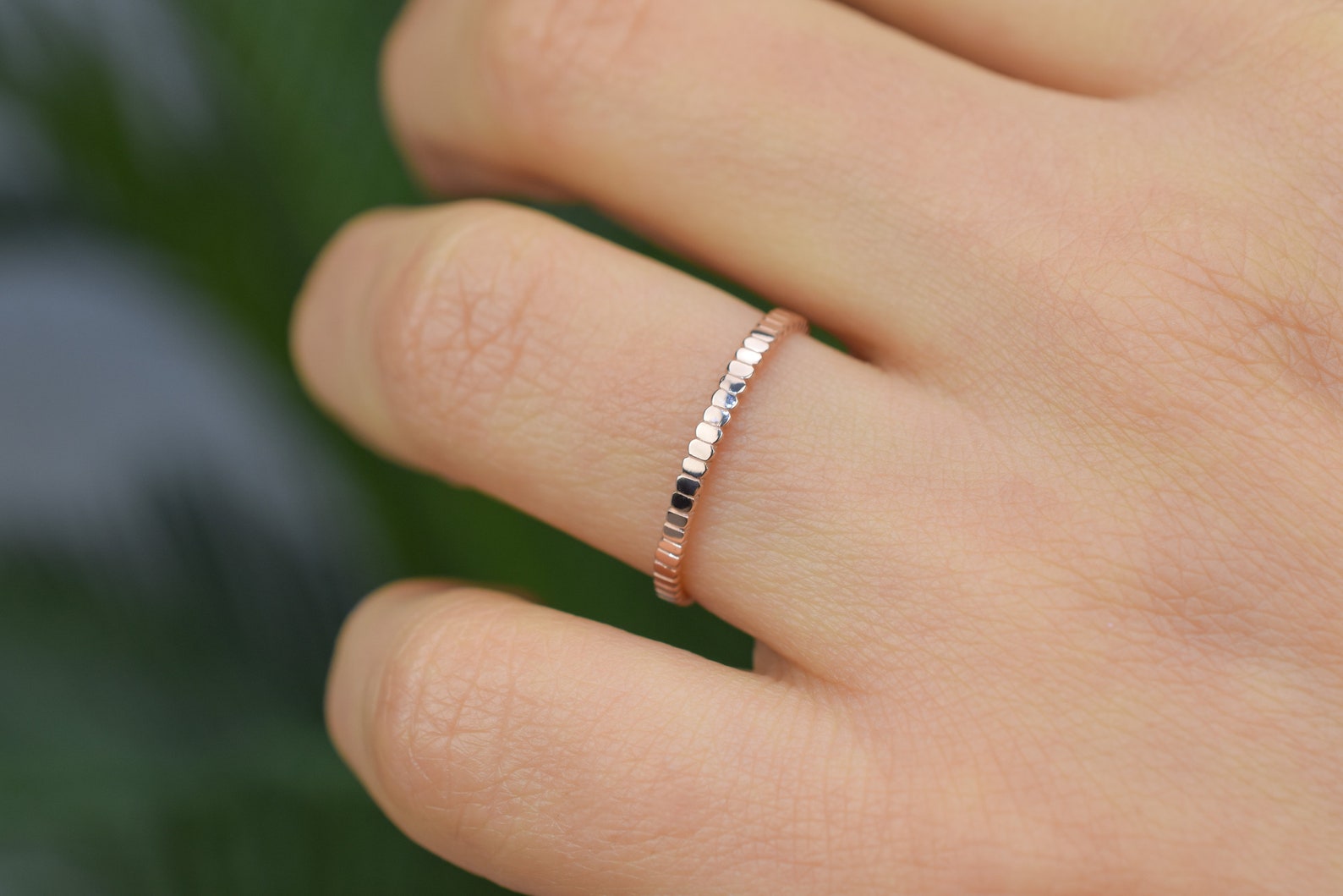 14k Solid Rose Gold Stripe Ring Gold Stacking Ring Solid | Etsy