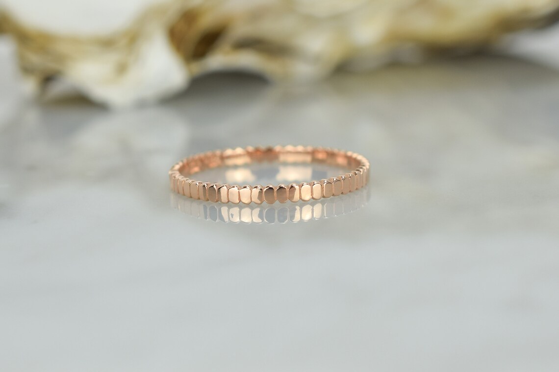 14k Solid Rose Gold Stripe Ring Gold Stacking Ring Solid | Etsy