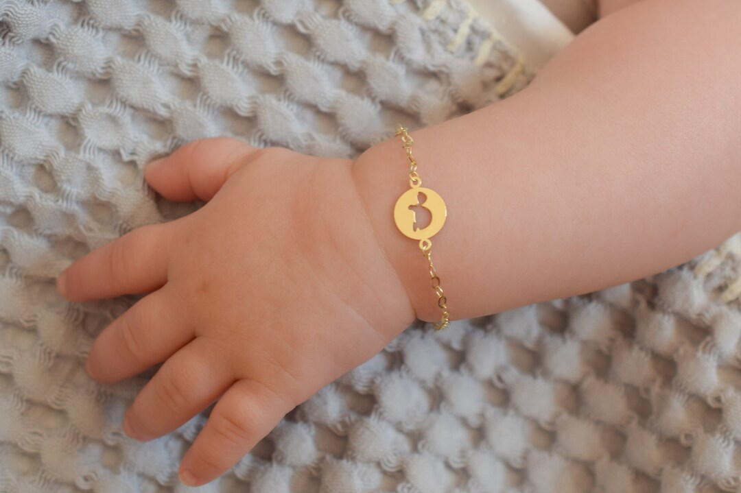 14k Solid Gold Baby Bracelet With Turtle Charm / Toddler Child Bracelet ...