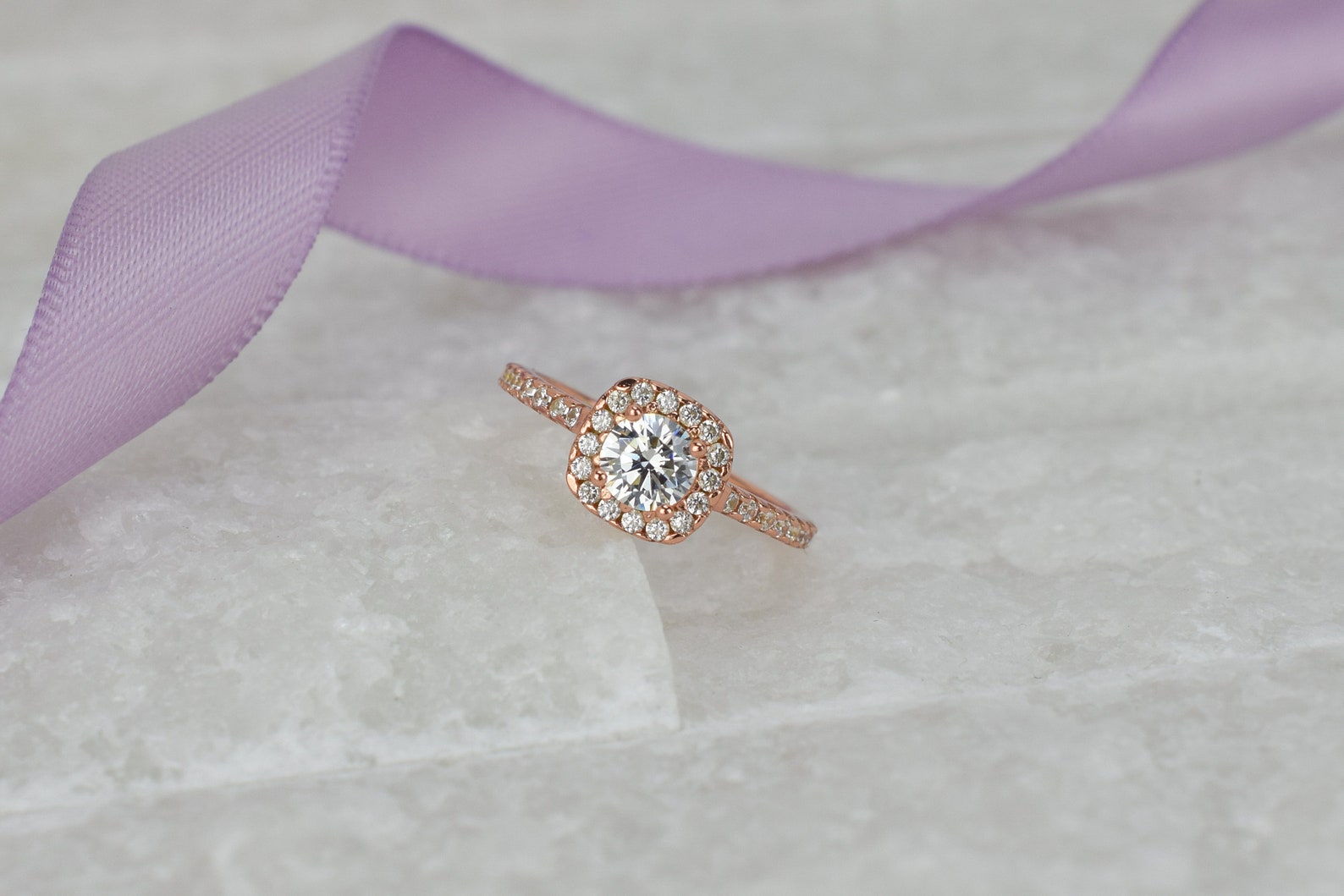 1.1ct Rose Gold Square Ring Set Bridal Ring Set Engagement | Etsy