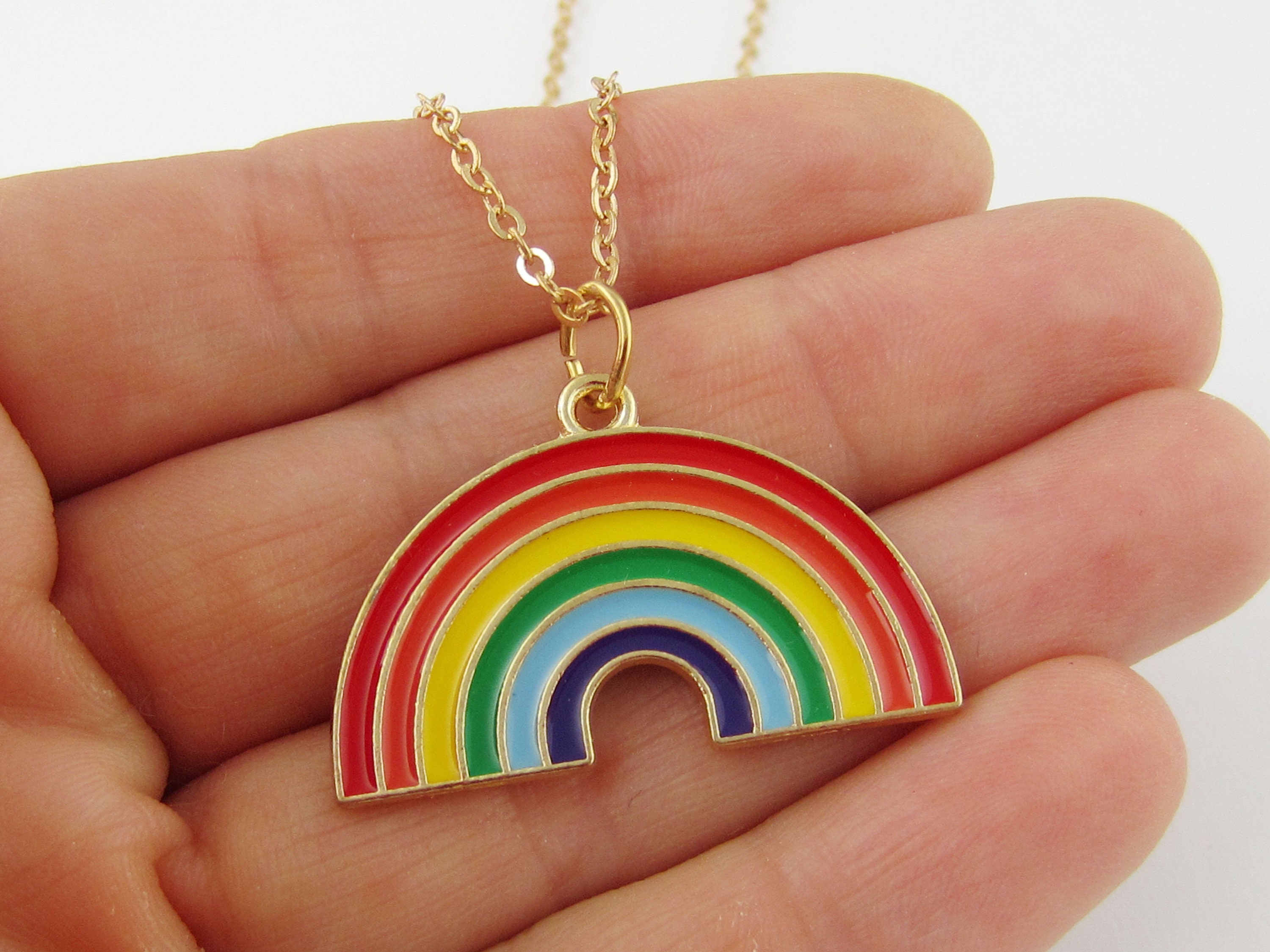 Rainbow Necklace Gay Pride Jewelry Lesbian Necklace LGBT | Etsy