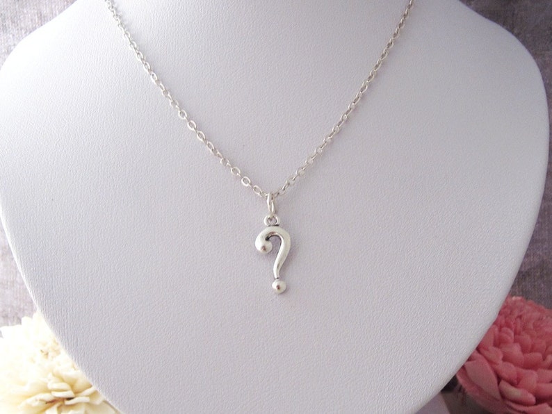 Question Mark Necklace Antique Silver Jewelry Punctuation | Etsy