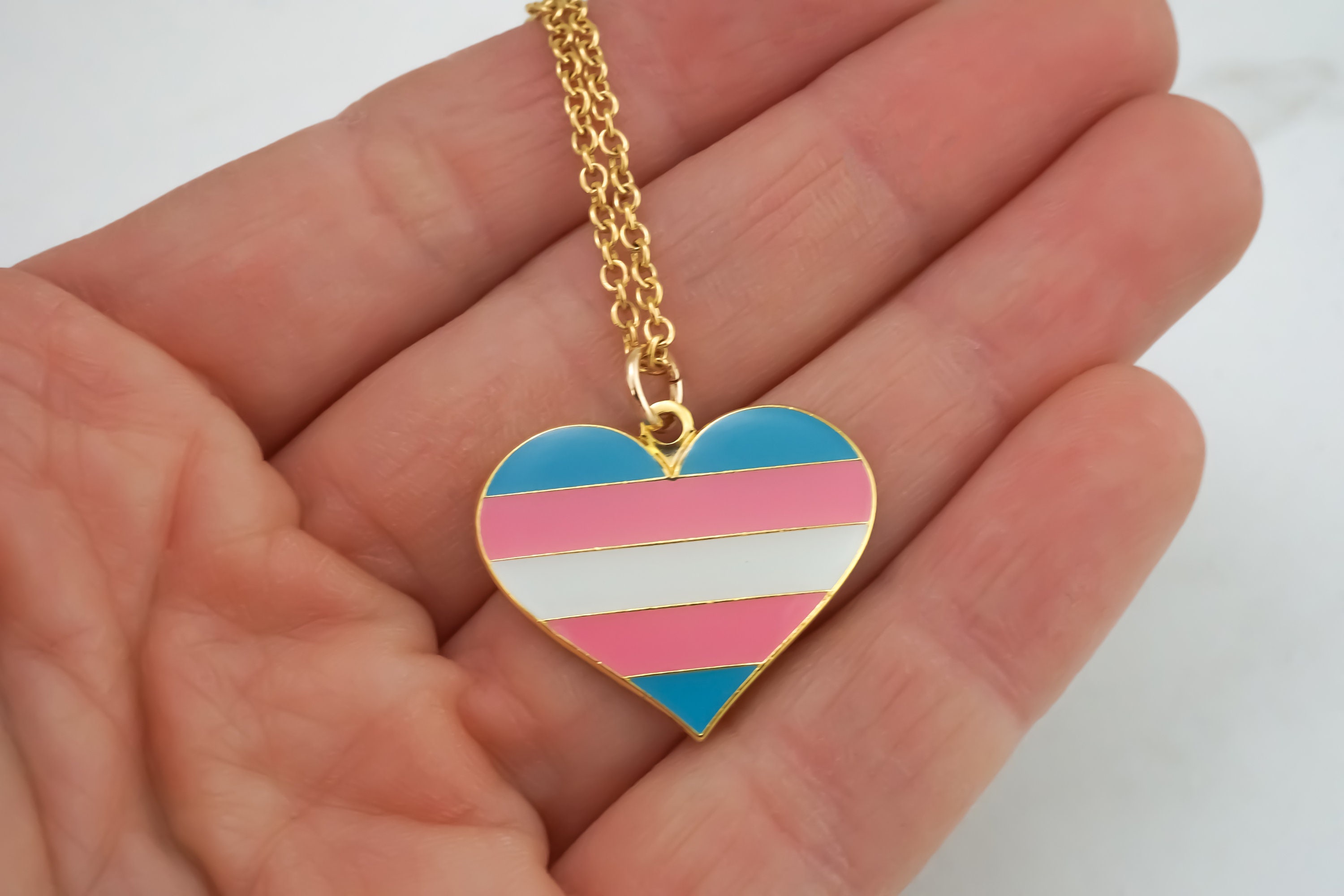 LGBTQ Pride Flag Necklace Heart Flag Charm Necklace Gold - Etsy Canada