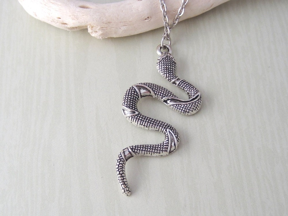 Snake Necklace Antique Silver Jewelry Boa Constrictor | Etsy