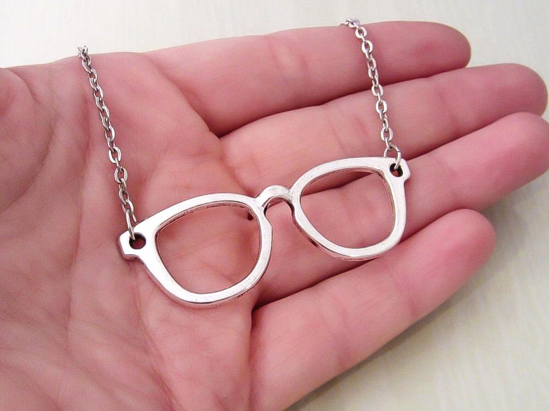 Eyeglasses Necklace - Antique Silver Jewelry - Spectacles Charm ...