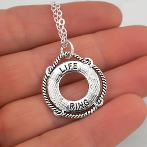 Life Ring Necklace or Lifeguard Keychain - Antique Silver Life ...