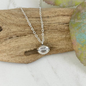 Rugby Ball Necklace Antique Silver Pewter Jewelry Small Silver Rugby ...
