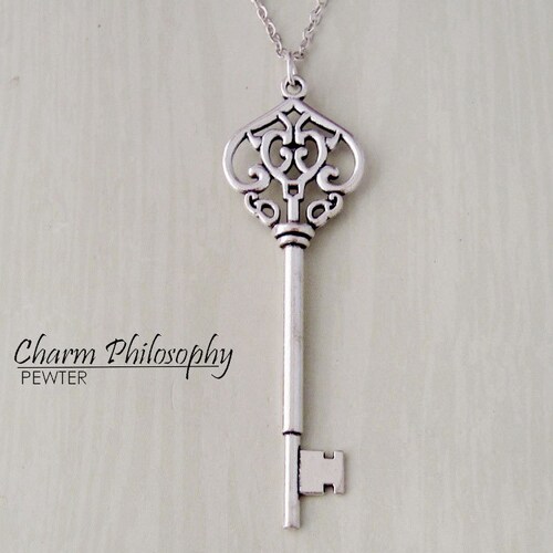 Skeleton Key Necklace in Antique Silver Steampunk - Etsy