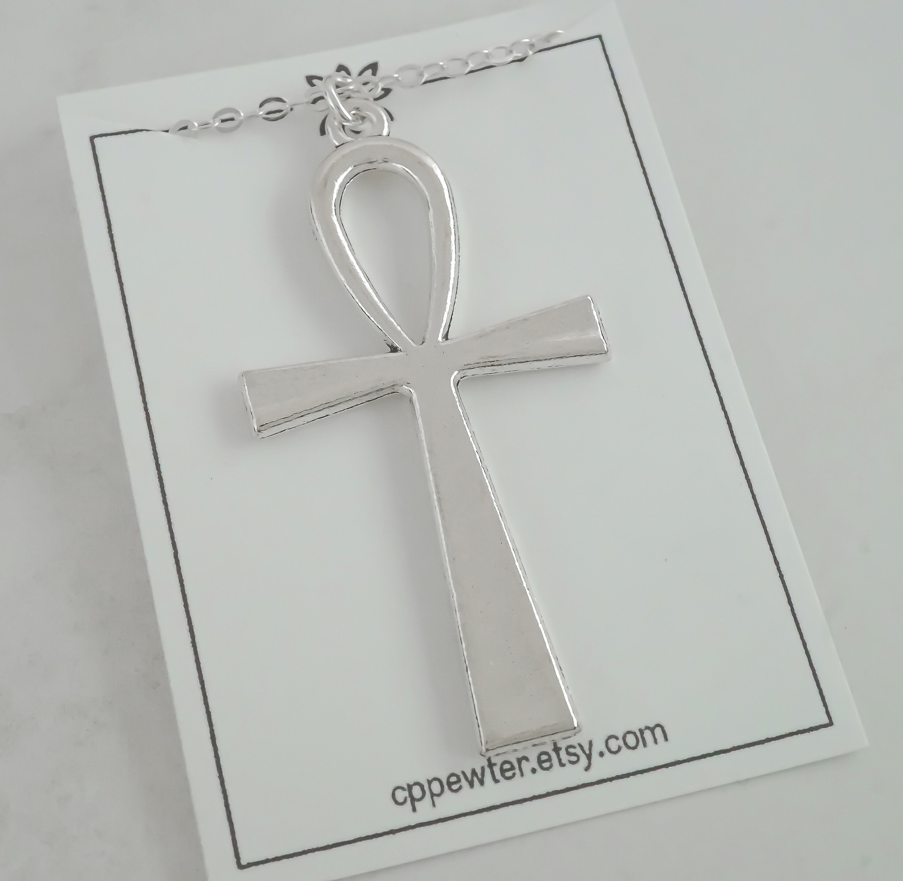 Huge Ankh Necklace Egyptian Ankh Charm Antique Silver - Etsy