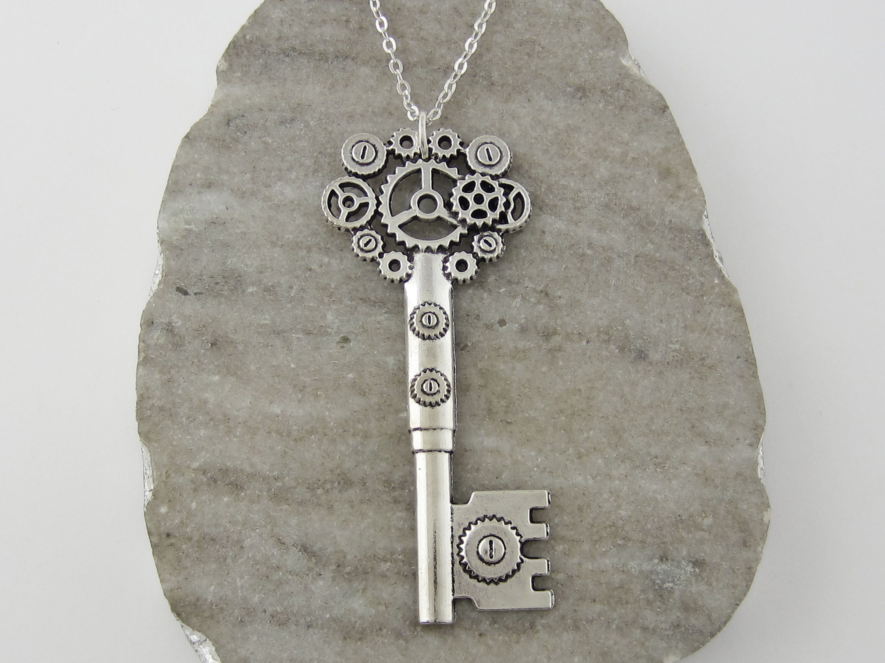 Steampunk Key Necklace Vintage Inspired Skeleton Key Pendant | Etsy