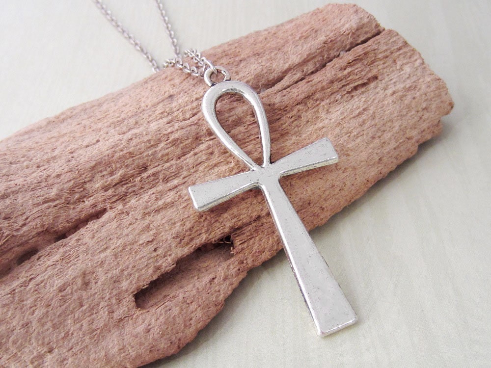 Huge Ankh Necklace Egyptian Ankh Charm Antique Silver - Etsy