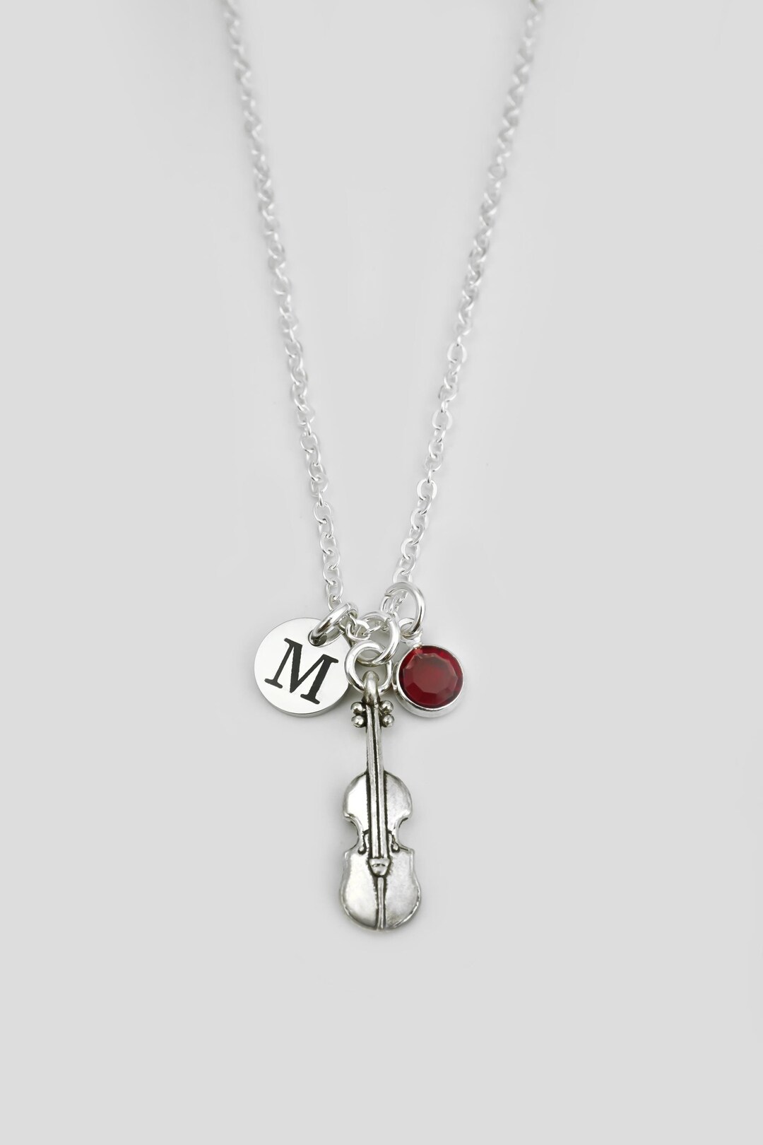 Violin Necklace - Personalized Musical Instrument Jewelry - Initial and ...