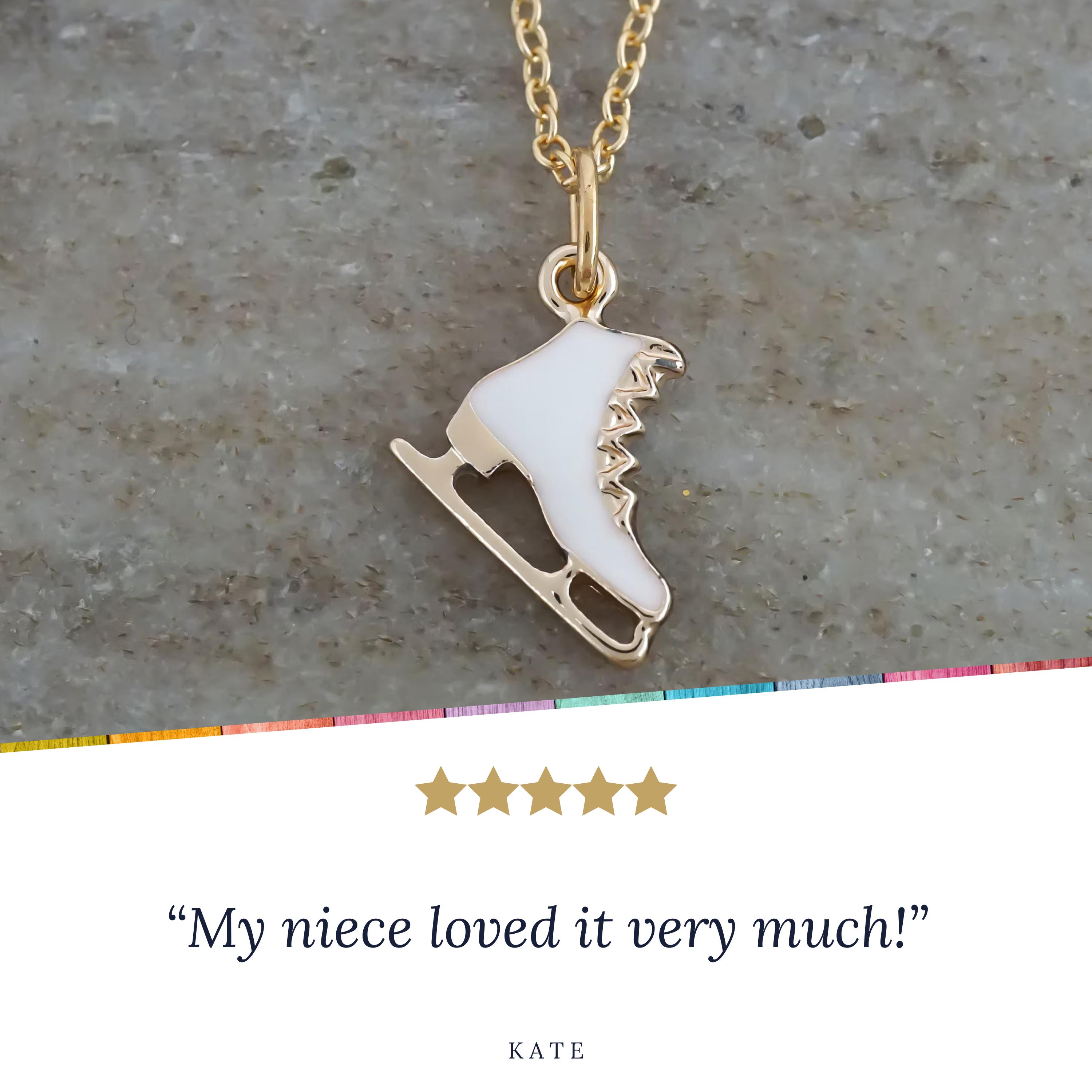 Ice Skate Necklace - Gold & Enamel Ice Skating Jewelry - Figure Skating ...