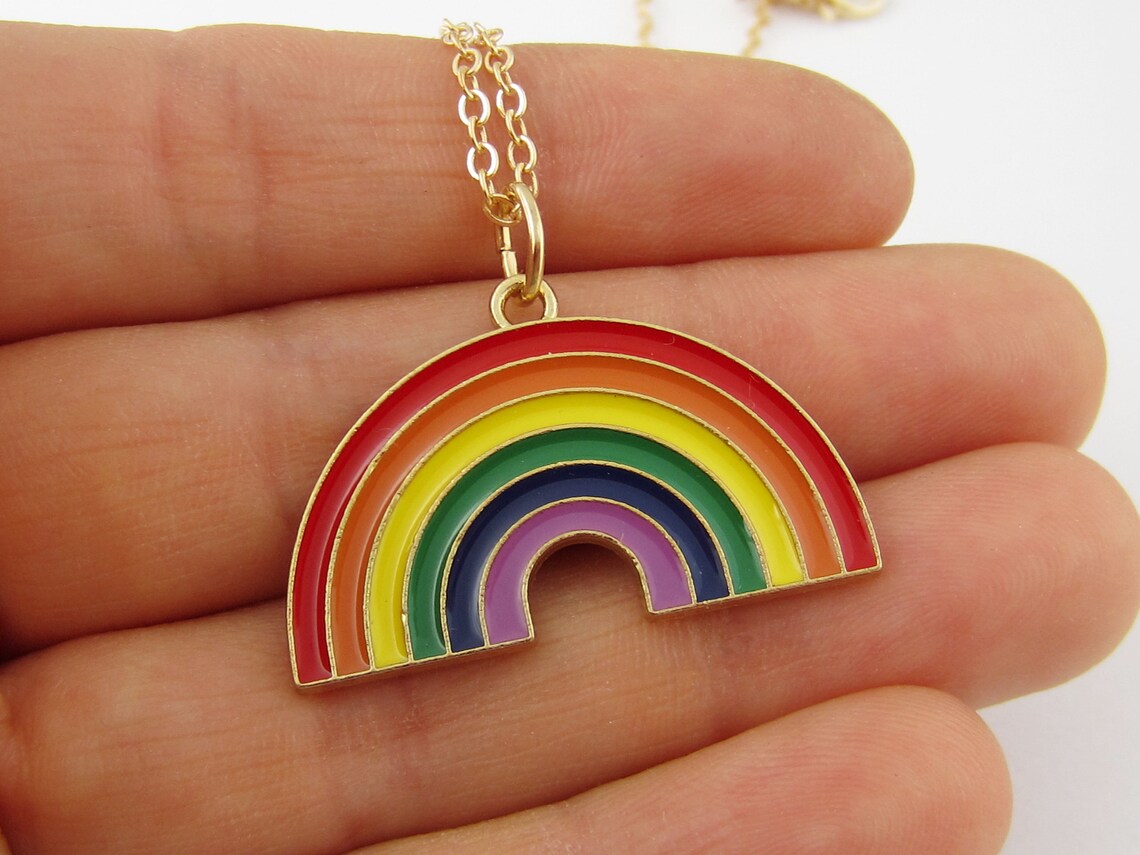 Rainbow Necklace Gay Pride Jewelry Lesbian Necklace | Etsy
