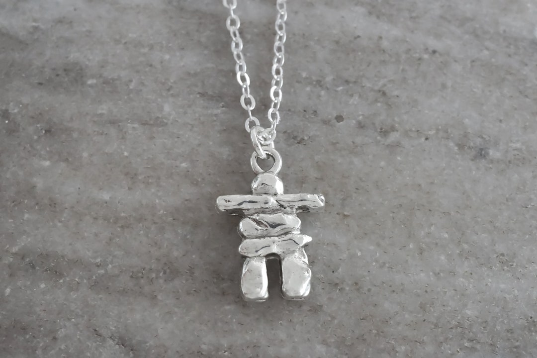 Inukshuk Necklace: Canadian Rock Formation Statue Charm, Antique Silver ...
