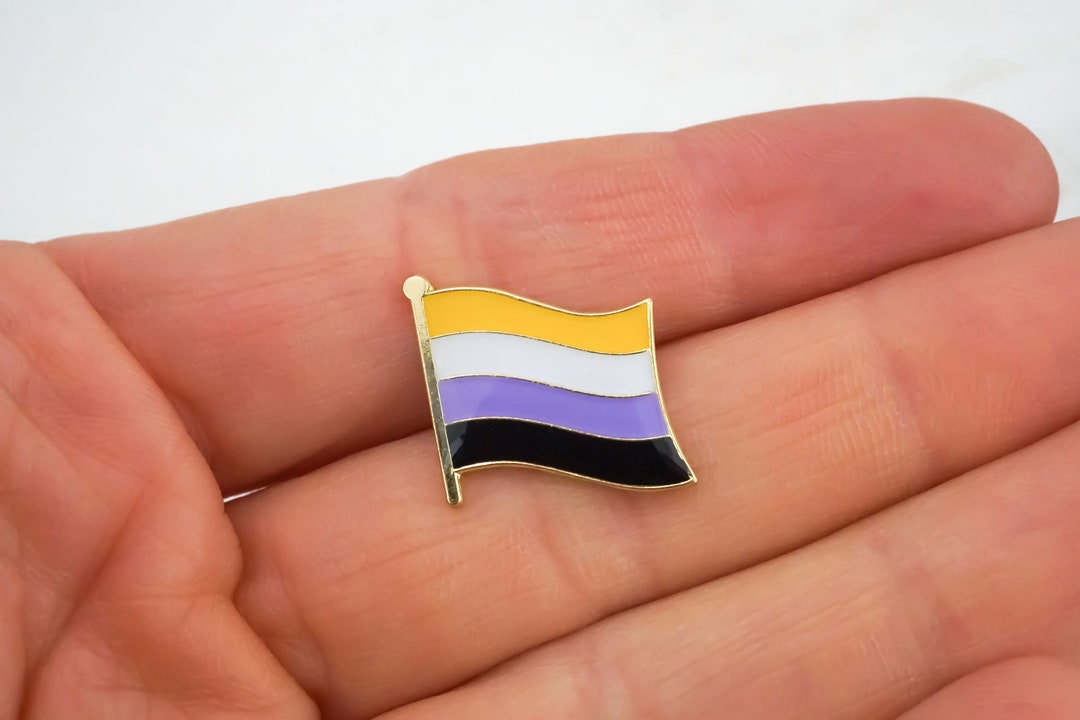 Non Binary Pin - Nonbinary Pride Flag Pin - Gold Pride Enamel Pin ...