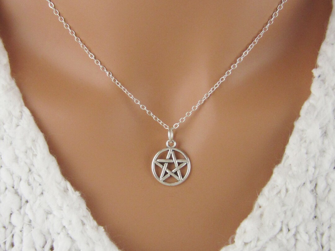Small Pentacle Necklace - Wiccan Jewelry - Pentagram Charm - Antique ...