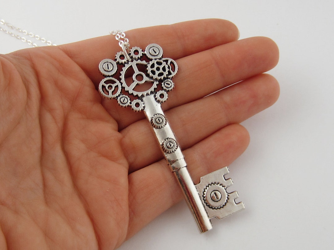 Steampunk Key Necklace Vintage Inspired Skeleton Key Pendant Antique ...