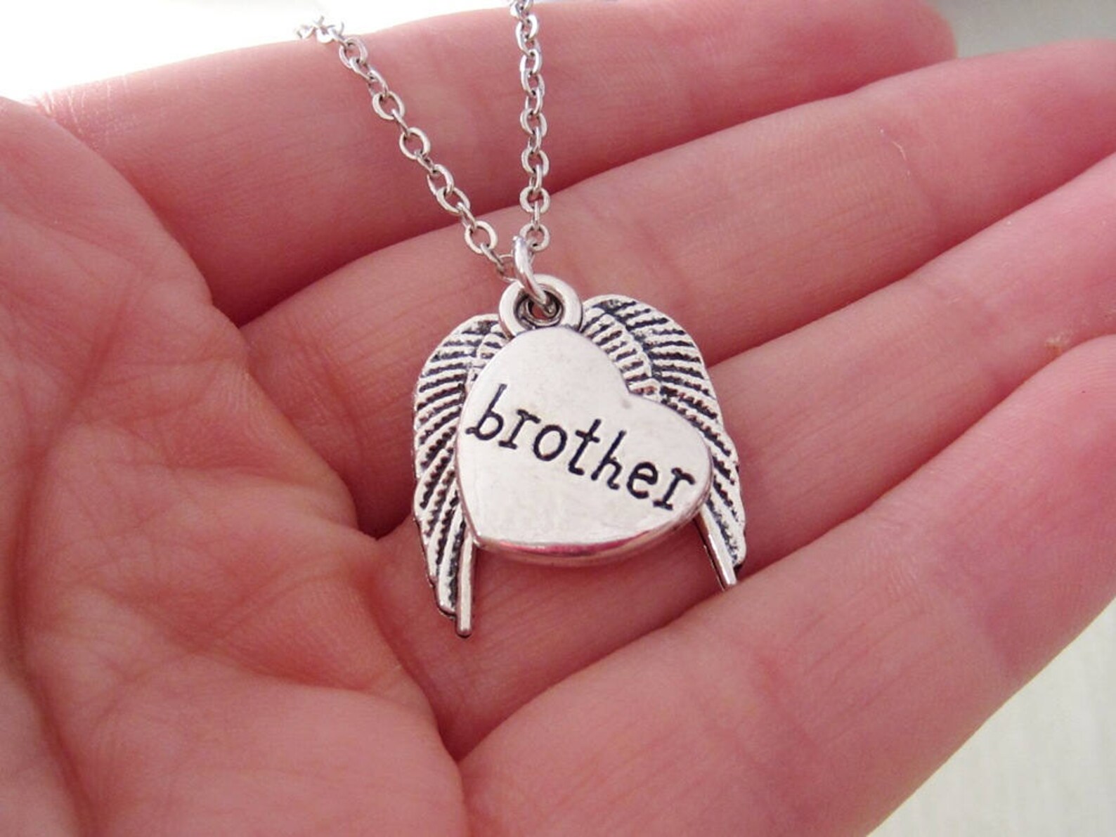 Brother Memorial Necklace Angel Wings Necklace in Memory - Etsy