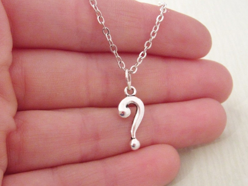 Question Mark Necklace Antique Silver Jewelry Punctuation | Etsy