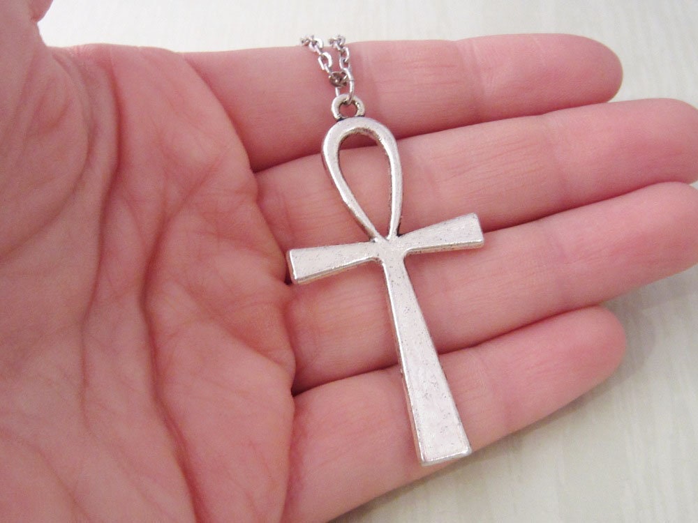 Huge Ankh Necklace Egyptian Ankh Charm Antique Silver - Etsy