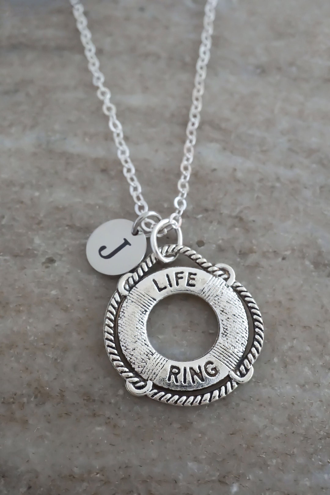 Life Ring Necklace or Lifeguard Keychain Antique Silver Life Preserver ...