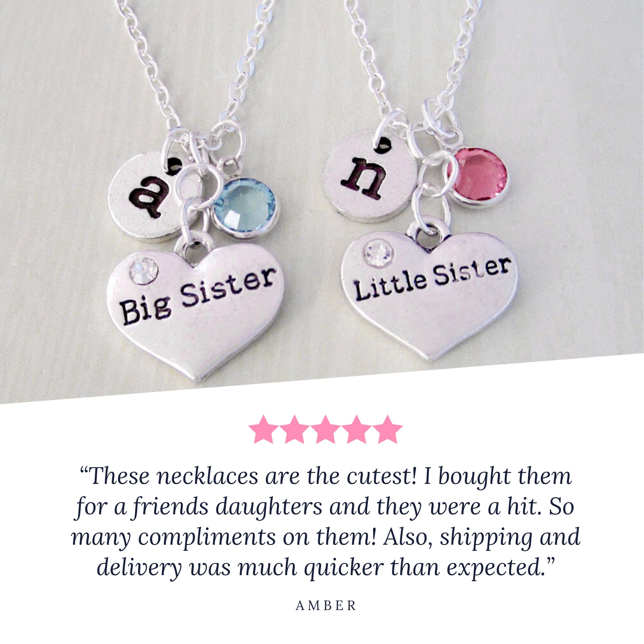 2 Sisters Necklaces Big Sister Little Sister Matching - Etsy