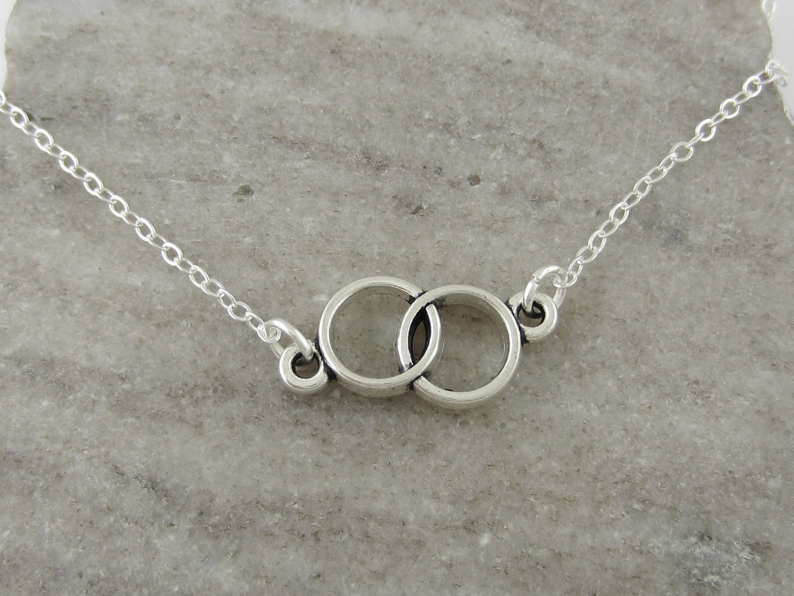Rings Necklace 2 Circles Necklace Interlocking Rings | Etsy