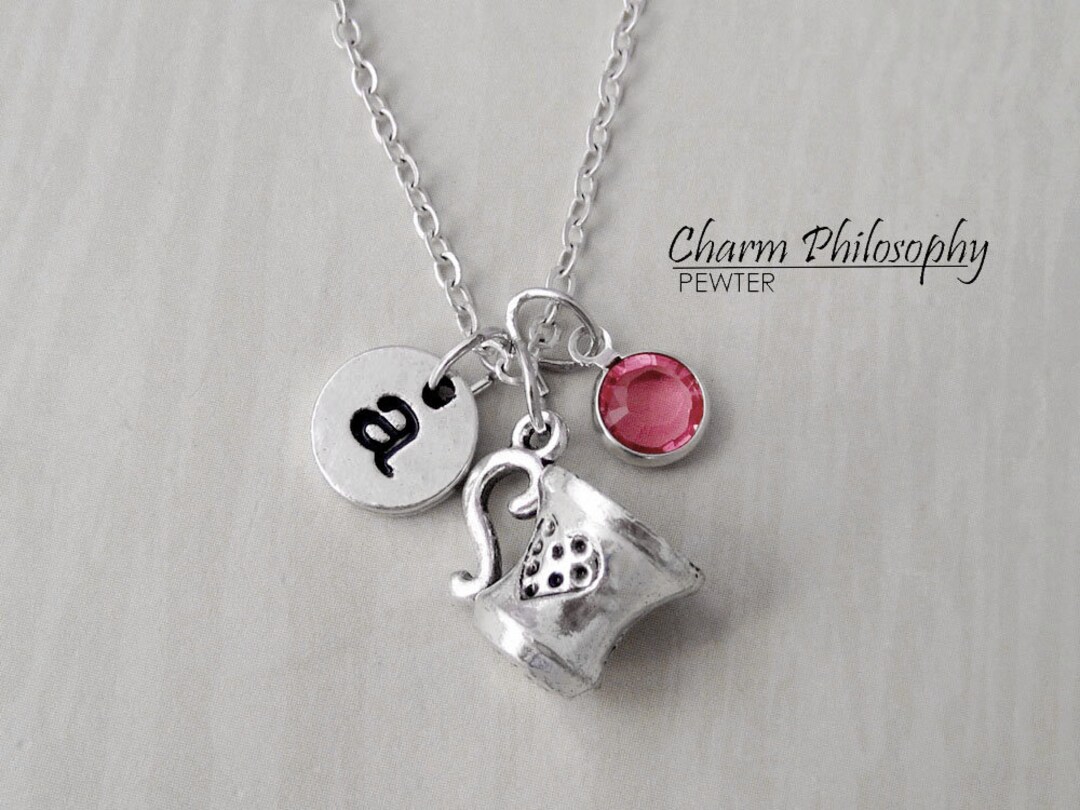 Teacup Necklace Tea Jewelry Tea Drinker Gifts Monogram Personalized ...