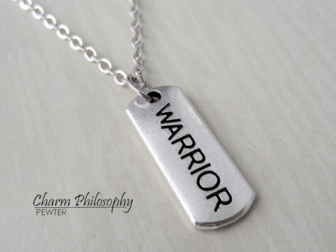 Warrior Tag Necklace - Warrior Charm - Antique Silver Jewelry - Etsy