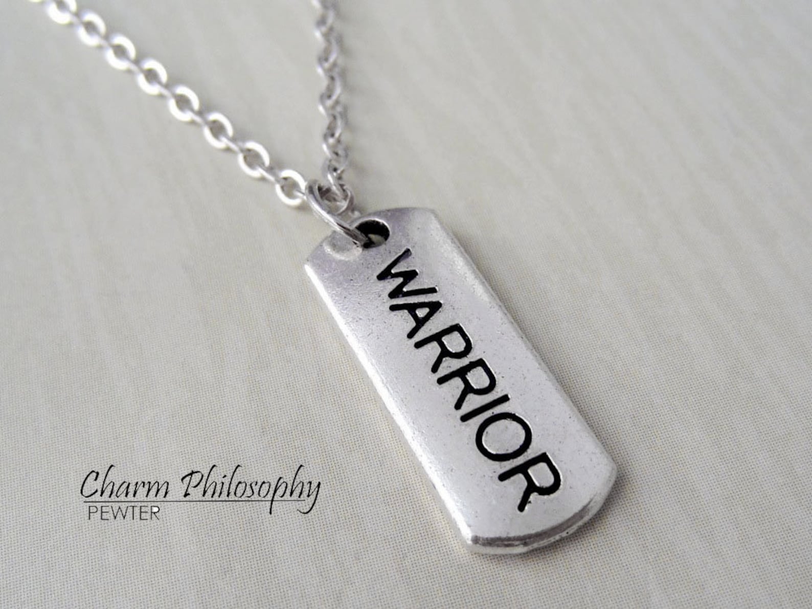 Warrior Tag Necklace Warrior Charm Antique Silver Jewelry - Etsy