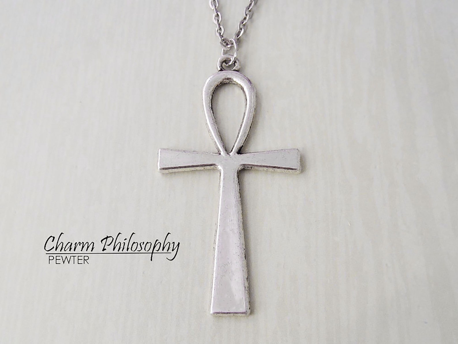 Huge Ankh Necklace Egyptian Ankh Charm Antique Silver - Etsy