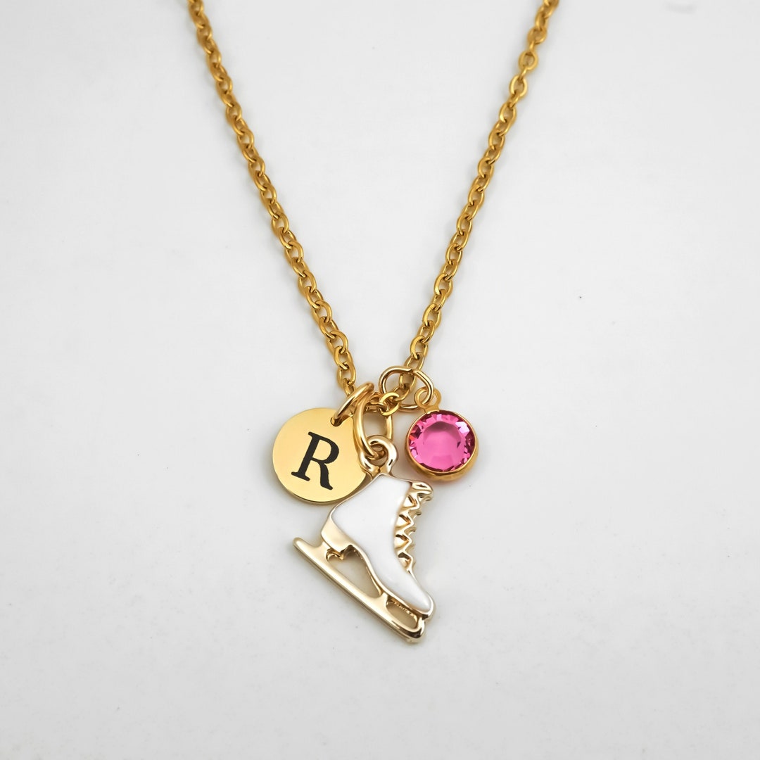 Ice Skate Necklace - Figure Skating Gifts - Gold and Enamel Ice Skating ...