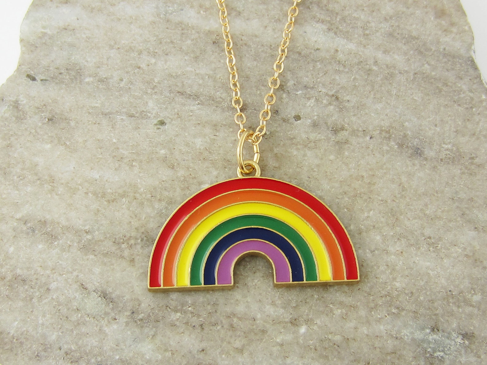 Rainbow Necklace Gay Pride Jewelry Lesbian Necklace | Etsy