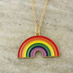 Rainbow Necklace Gay Pride Jewelry Lesbian Necklace | Etsy