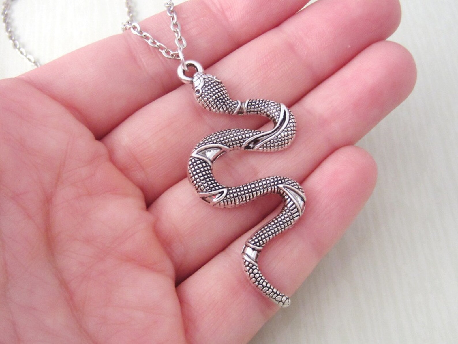 Snake Necklace Antique Silver Jewelry Boa Constrictor | Etsy