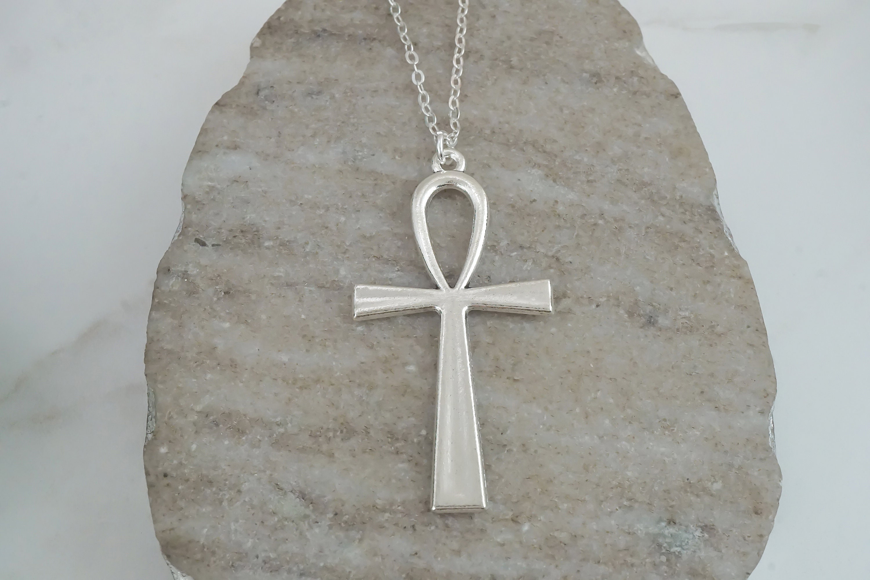 Huge Ankh Necklace Egyptian Ankh Charm Antique Silver - Etsy