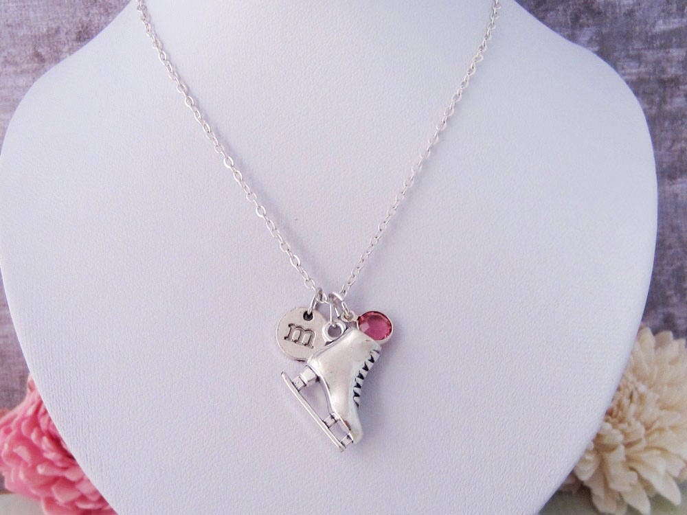Ice Skate Necklace Figure Skating Gifts Monogram | Etsy